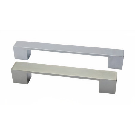 Puxador atual, asa barra rectangular Sofima 1222, zamak cromado mate, 2 furos distância 128, C ...