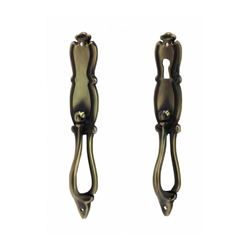 Puxador rústico, espelho argola Sofima 140, zamak niquelado preto, A.127 x L.22 mm