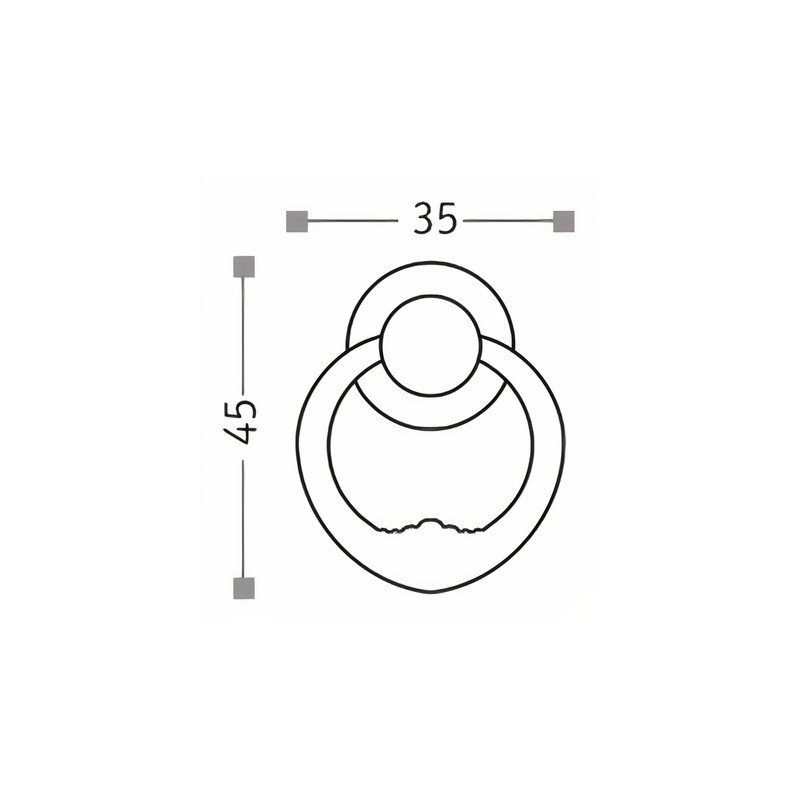 Puxador rústico, espelho redondo c/pingente argola Sofima 556, zamak bronze, A.45 x L.35 mm