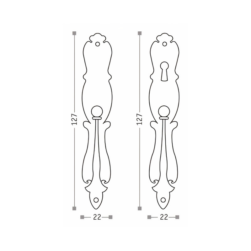 Puxador rústico, espelho argola Sofima 140, zamak niquelado preto, A.127 x L.22 mm