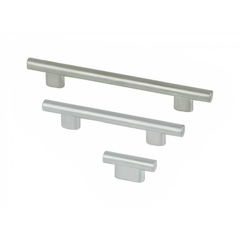 Puxador atual, asa barra redonda reta Sofima 765, zamak niquelado mate, 2 furos distância 64, Ø ...